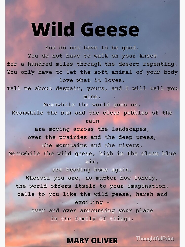 "Wild Geese Poem by Mary Oliver " Greeting Card for Sale by ...