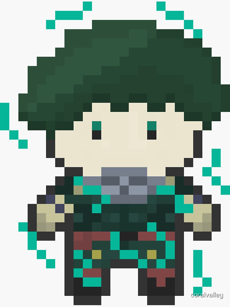 "Pixel Deku Full Cowl " Sticker by coralvalley | Redbubble
