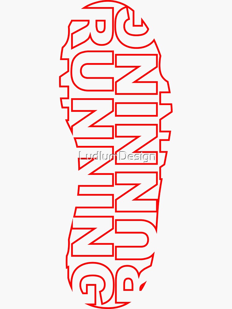 "Running Shoe Print Red" Sticker for Sale by LudlumDesign | Redbubble