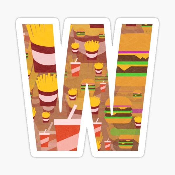 "Letter W - Burger Fries and Soda - Fast Food Pattern Art" Sticker for ...