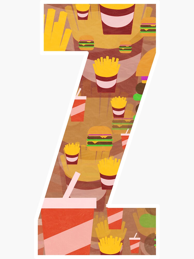 "Letter Z - Burger Fries and Soda - Fast Food Pattern Art" Sticker for ...
