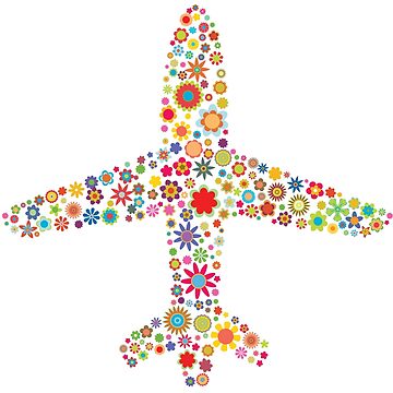 "Colorful Flower Airplane - White Background" Sticker for Sale by ...