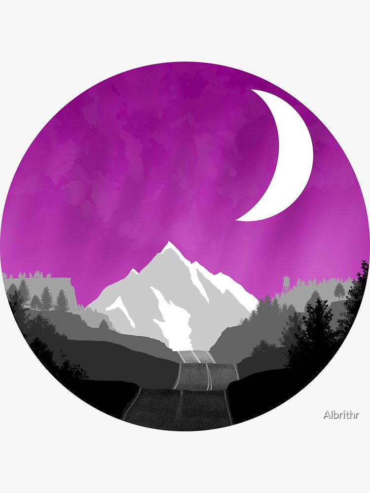 "Ace Mountain Circle (Subtle Asexual Flag Landscape)" Sticker for Sale ...
