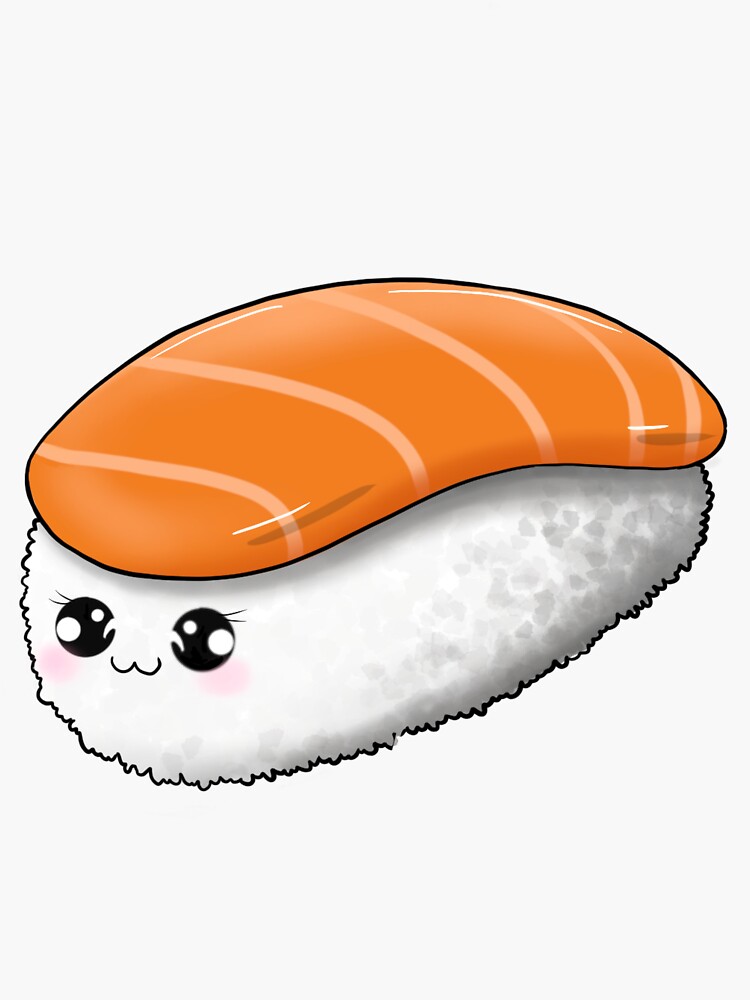 Kawaii Sushi Salmon Nigiri Sticker For Sale By Deaddolly22 Redbubble