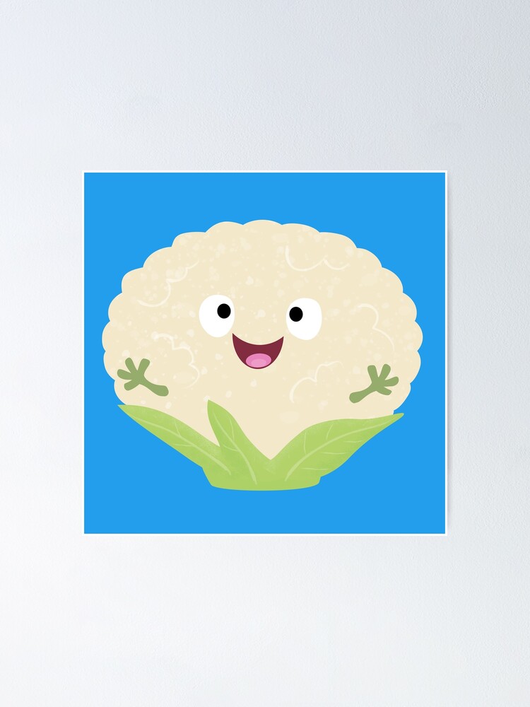 Póster «Dibujos animados de vegetales coliflor feliz lindo» de ...