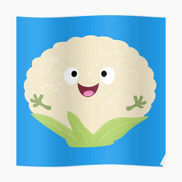 Póster «Dibujos animados de vegetales coliflor feliz lindo» de ...