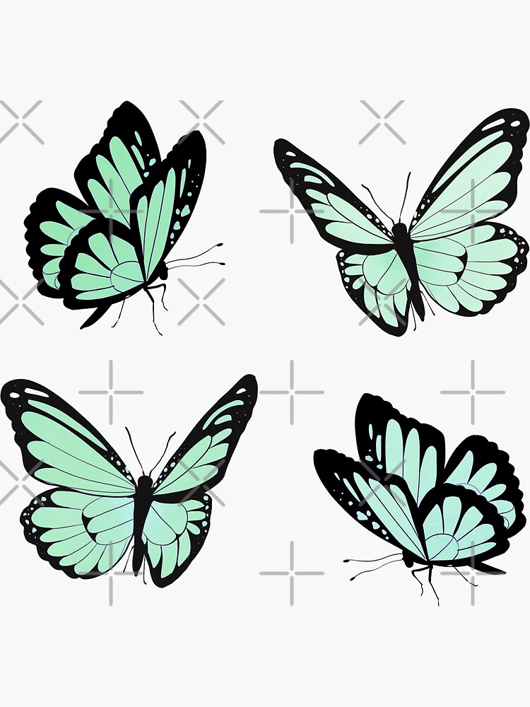 "Aesthetic Mint Green Butterflies" Sticker by acatalepsys | Redbubble