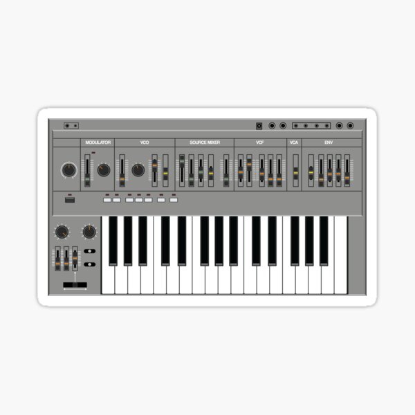 "Vintage Analogue Synthesizer Grey" Sticker for Sale by AtomicMalibu ...
