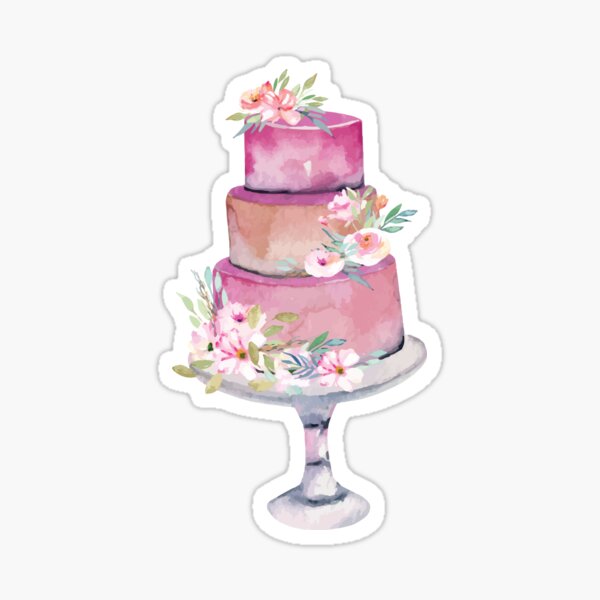 "Ombre Pink Floral Tier Wedding Cake" Sticker by NiftyTrinket | Redbubble