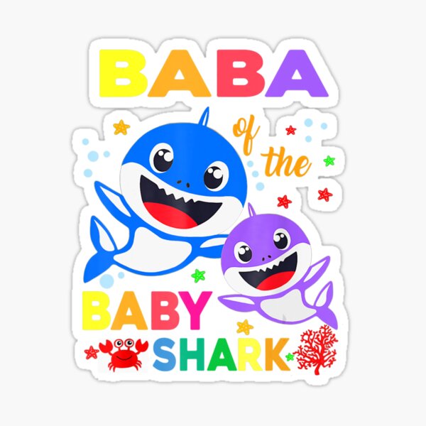 "Baba Of The Baby Shark Birthday Baba Shark" Sticker by NicholausKulas ...