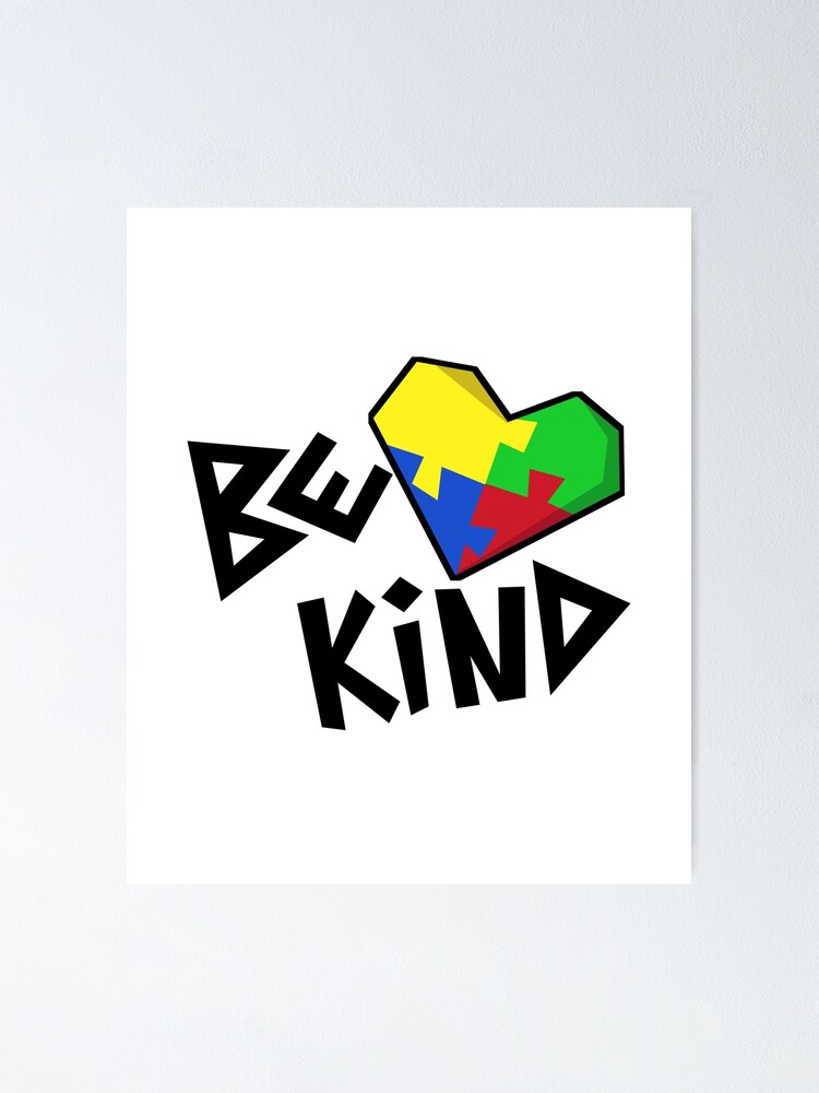 "Autism Awareness BE KIND Heart Puzzle Gift" Poster for Sale by ...