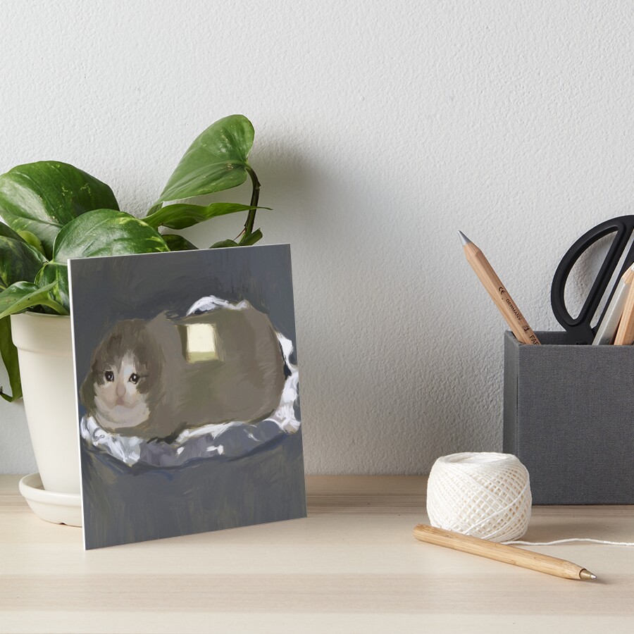 "Crying Butter Cat Meme " Art Board Print for Sale by Sergiarts | Redbubble