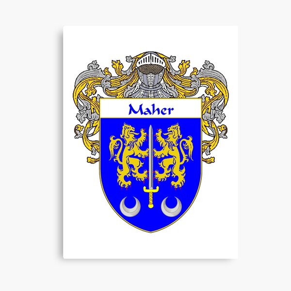 "Maher Coat of Arms/Family Crest" Canvas Print for Sale by IrishArms ...