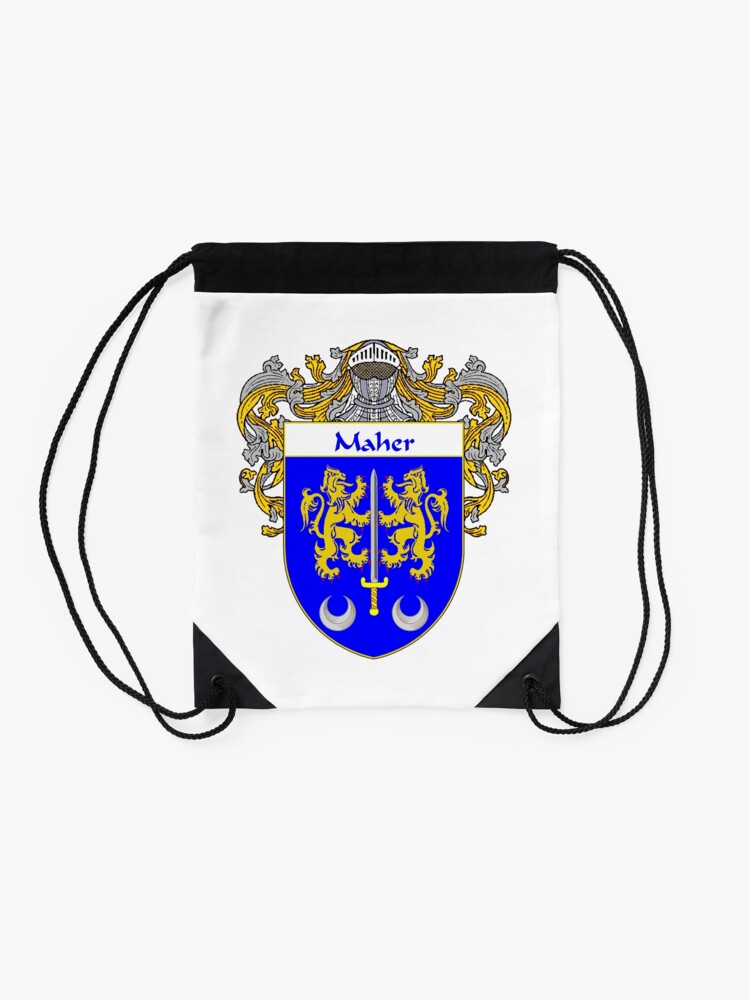 "Maher Coat of Arms/Family Crest" Drawstring Bag for Sale by IrishArms ...