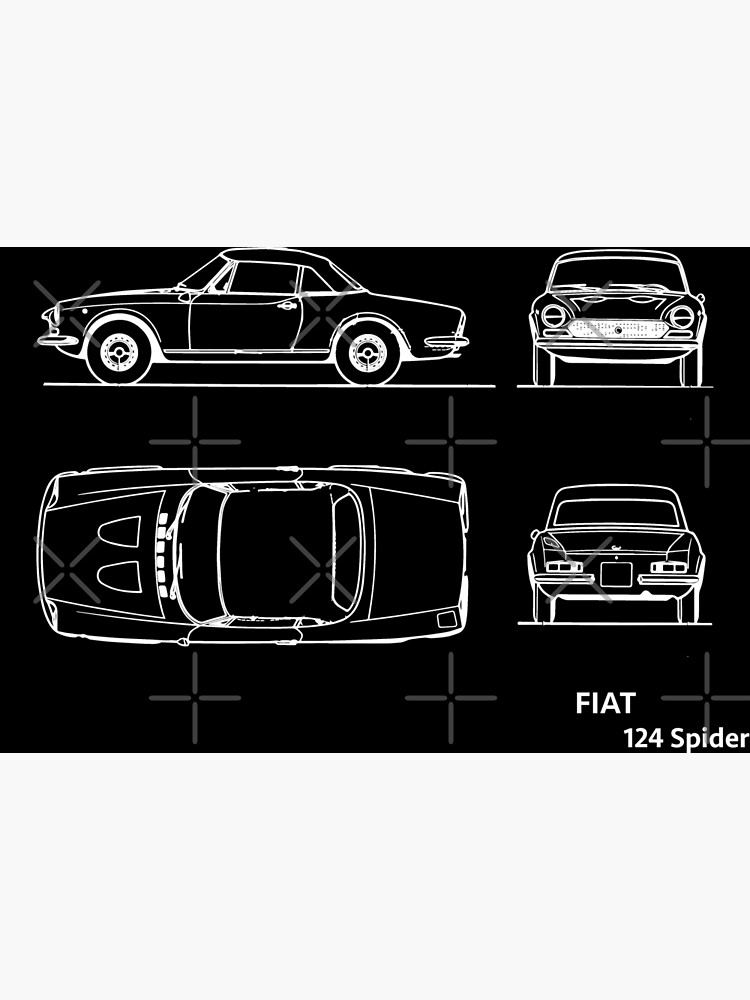 "Fiat 124 spider line art design " Art Print by FixedTropical | Redbubble