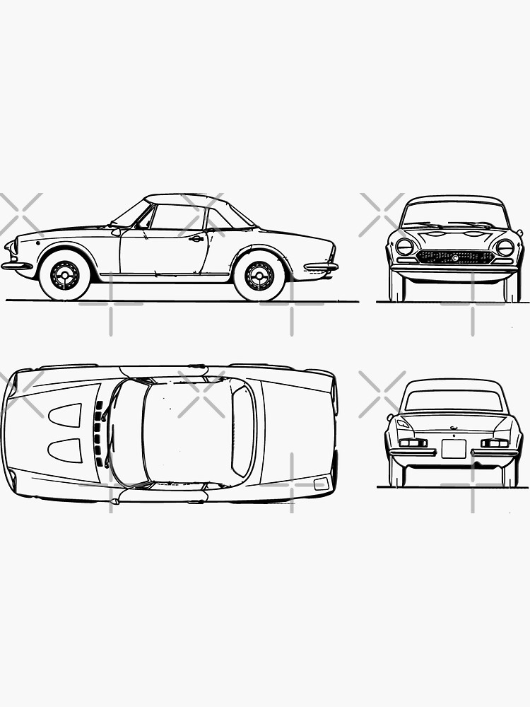 "Fiat 124 spider line art design " Sticker for Sale by FixedTropical ...