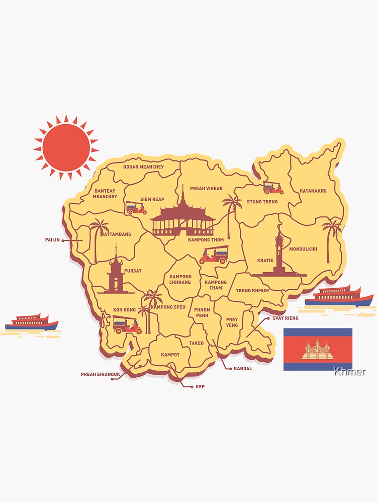 "Cambodia Map" Sticker by Khmer | Redbubble