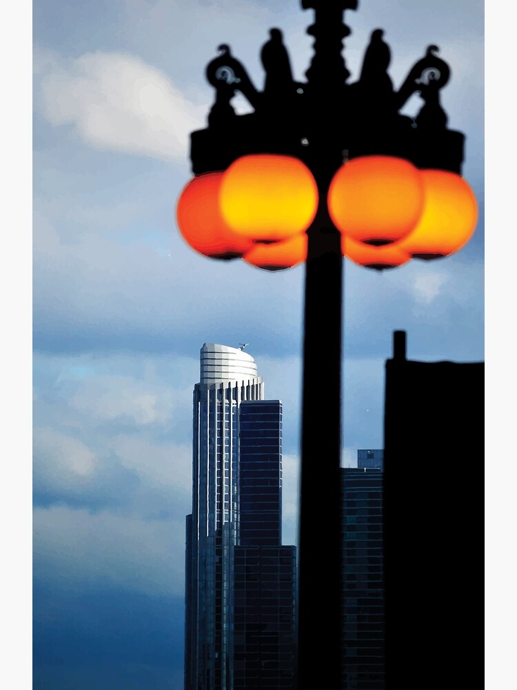 "Downtown Chicago Streetlights" Poster by fiveloudarts | Redbubble