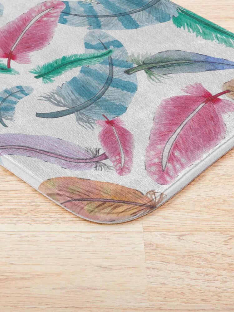 "Falling Feathers Watercolor Design" Bath Mat for Sale by TwinDaughters ...