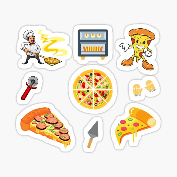 "Assorted Veggie and Pepperoni Pizza Toppings Set Designs Pack" Sticker ...