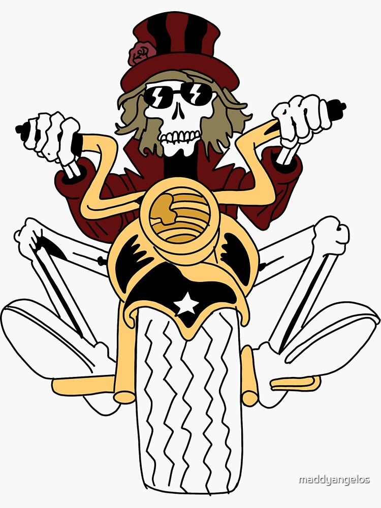 "skeleton biker" Sticker by maddyangelos | Redbubble