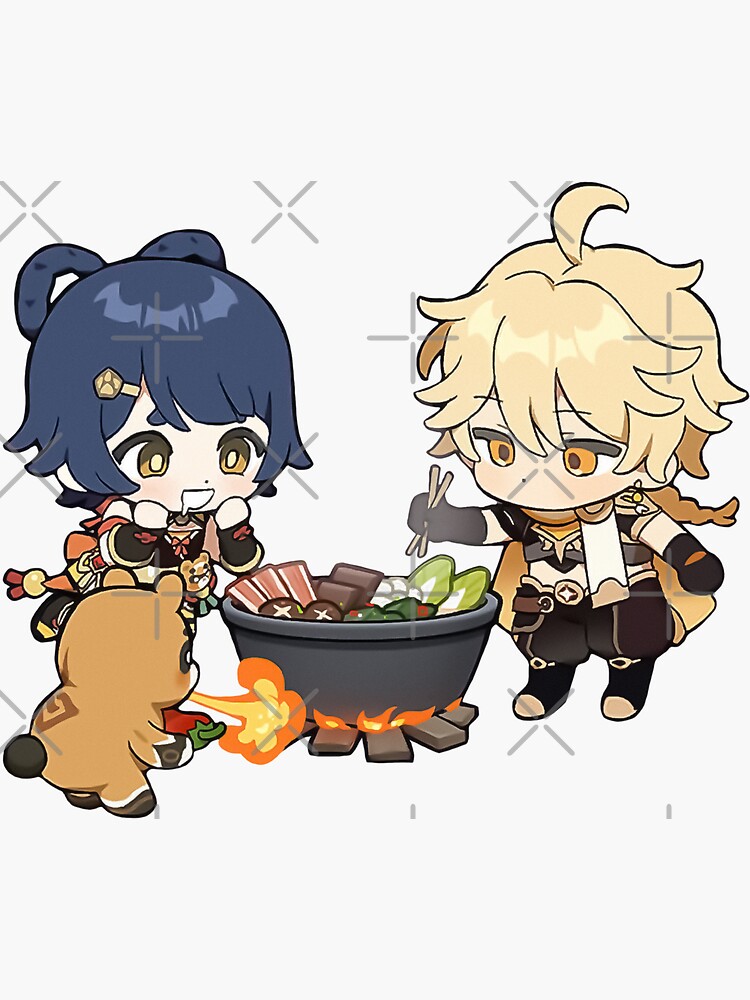 "Xiangling, Aether | Genshin Impact Sticker "Wanmin Welcome"" Sticker ...