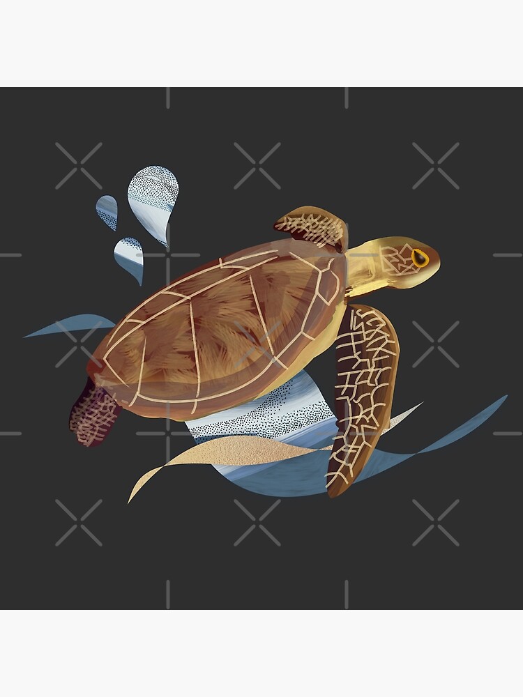 "Save the turtles - realistic watercolor sea turtle sea wave ...