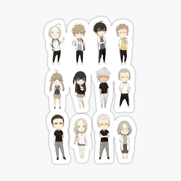 "19 days manga all characters " Sticker for Sale by violetbubbles ...