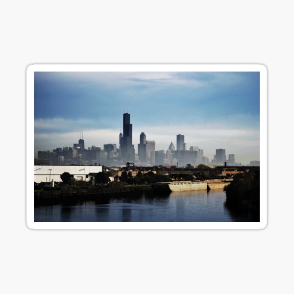 "Downtown Chicago River Barges" Sticker for Sale by fiveloudarts ...
