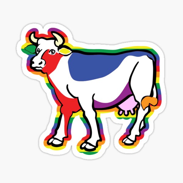 "Gay pride happy positive cow" Sticker for Sale by Captain-Jackson ...