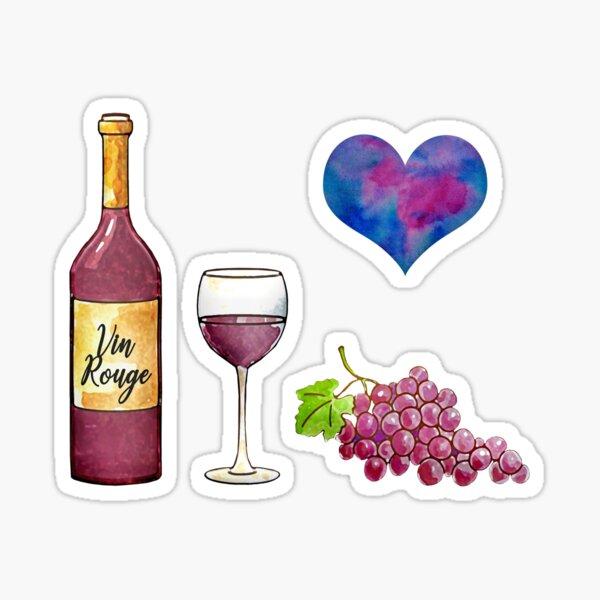 "Wine and Grapes" Sticker for Sale by WeTrieditatHome | Redbubble