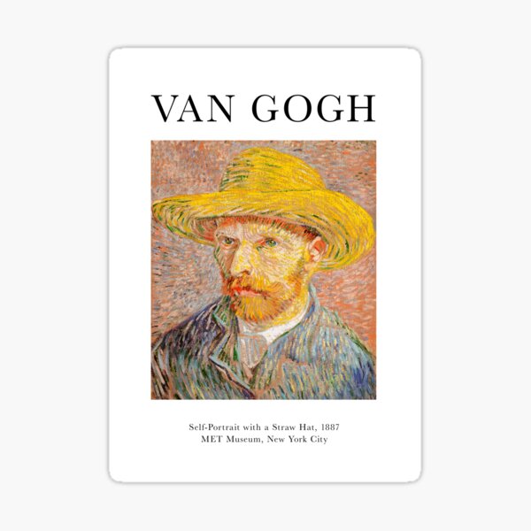 Pegatina «Vincent van Gogh - Autorretrato con sombrero de paja - Póster ...
