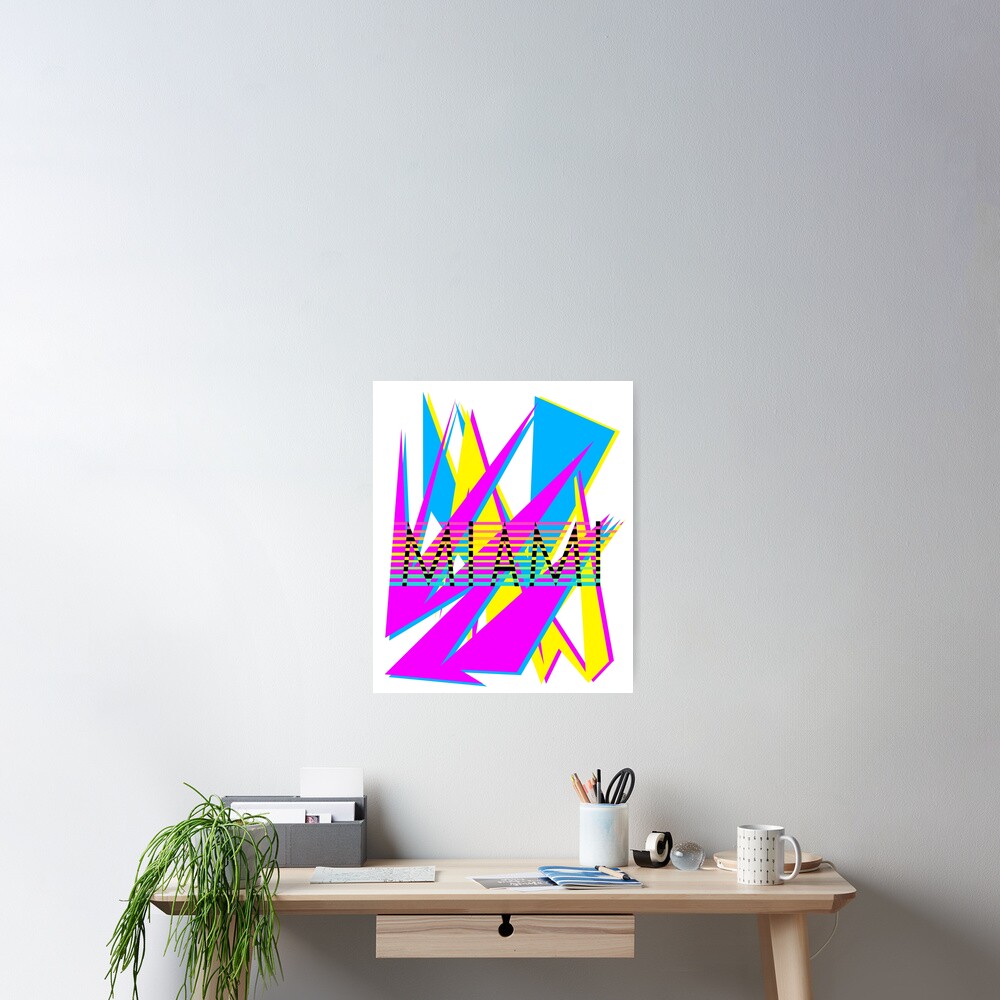 "Miami 80s Sharp Neon Colors Retrowave edition" Poster for Sale by ...