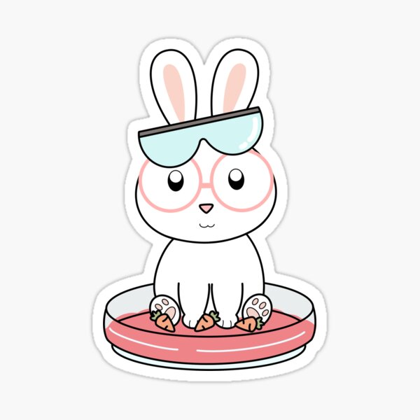 "Cute Scientist Bunny Sitting in Petri Dish" Sticker for Sale by ...