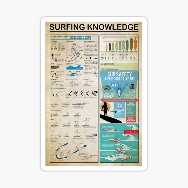 "Surfing Knowledge" Sticker for Sale by mumuk-ellia | Redbubble