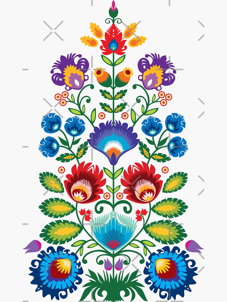 "Folklore from Lowicz - wycinanki [black background]" Sticker for Sale ...