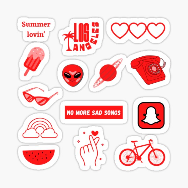 "Red aesthetic pack" Sticker by Hoetoons | Redbubble