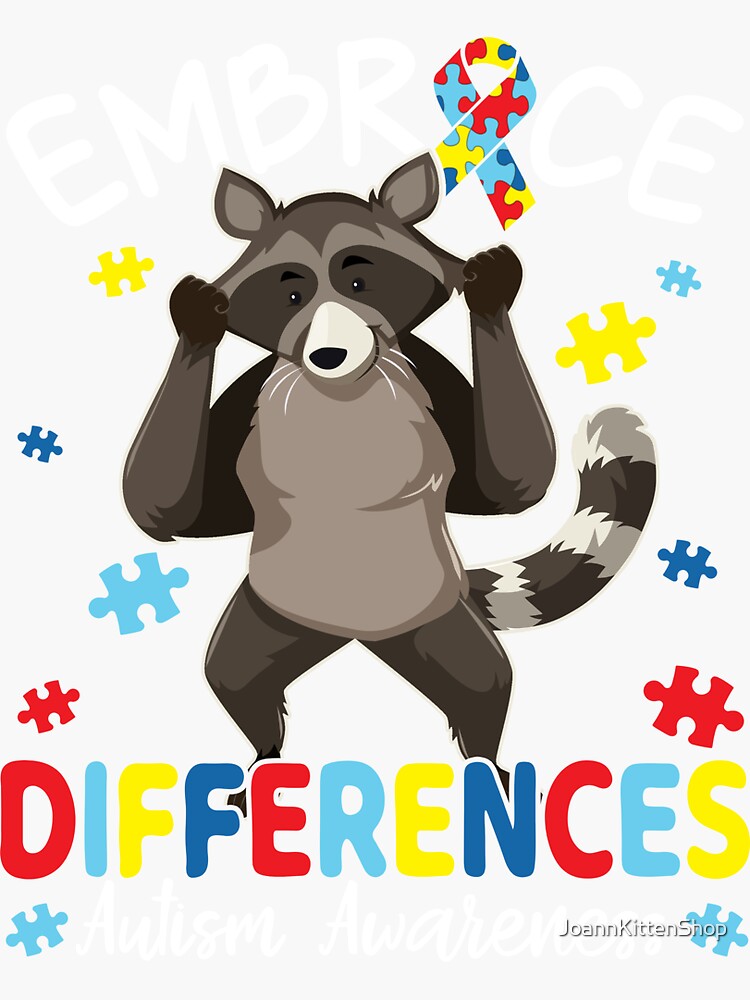 "Autism Raccoon Shirt Embrace Differences Funny Autism Awareness Puzzle ...