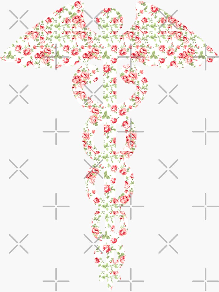 "Floral Caduceus" Sticker for Sale by env1nada | Redbubble