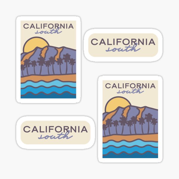 "California South 60s Retro" Sticker by PosterpartyCo | Redbubble