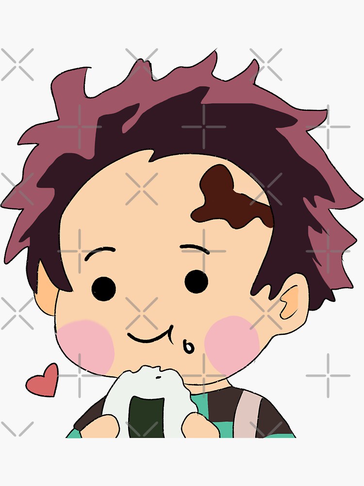 "Tanjiro Eating" Sticker by designsbysl | Redbubble