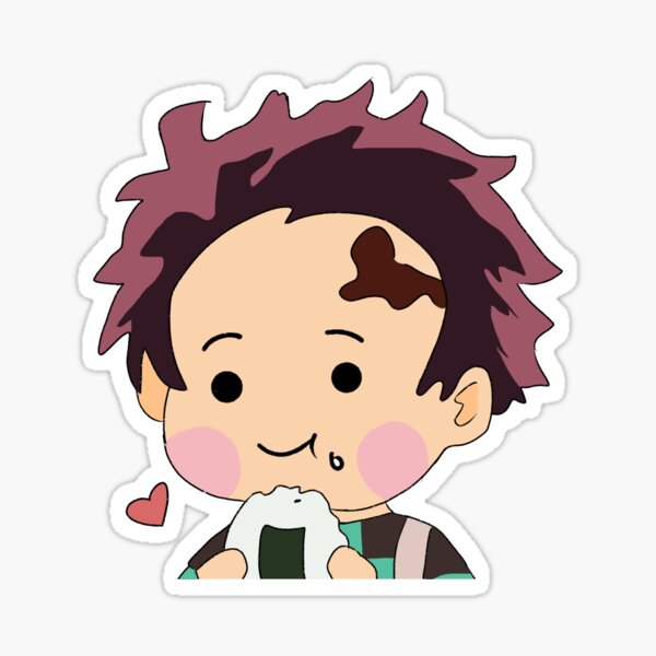 "Tanjiro Eating" Sticker by designsbysl | Redbubble