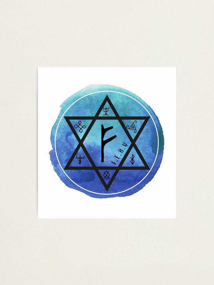 Lámina fotográfica «Runa Fehu moderna, vikinga, símbolo de riqueza y ...