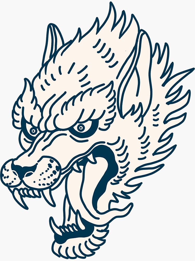 "Traditional White Wolf" Sticker by Rebel Digital Dog | Redbubble