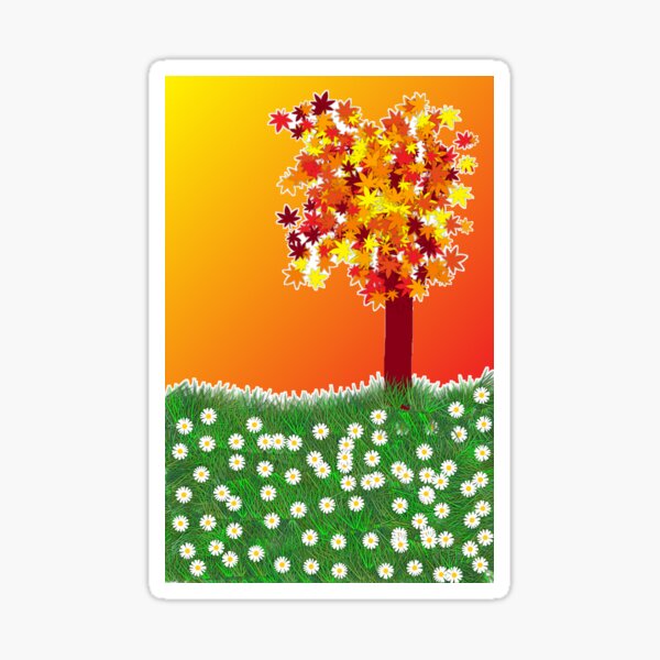 "Dandelions and maple tree" Sticker for Sale by TajanaR | Redbubble