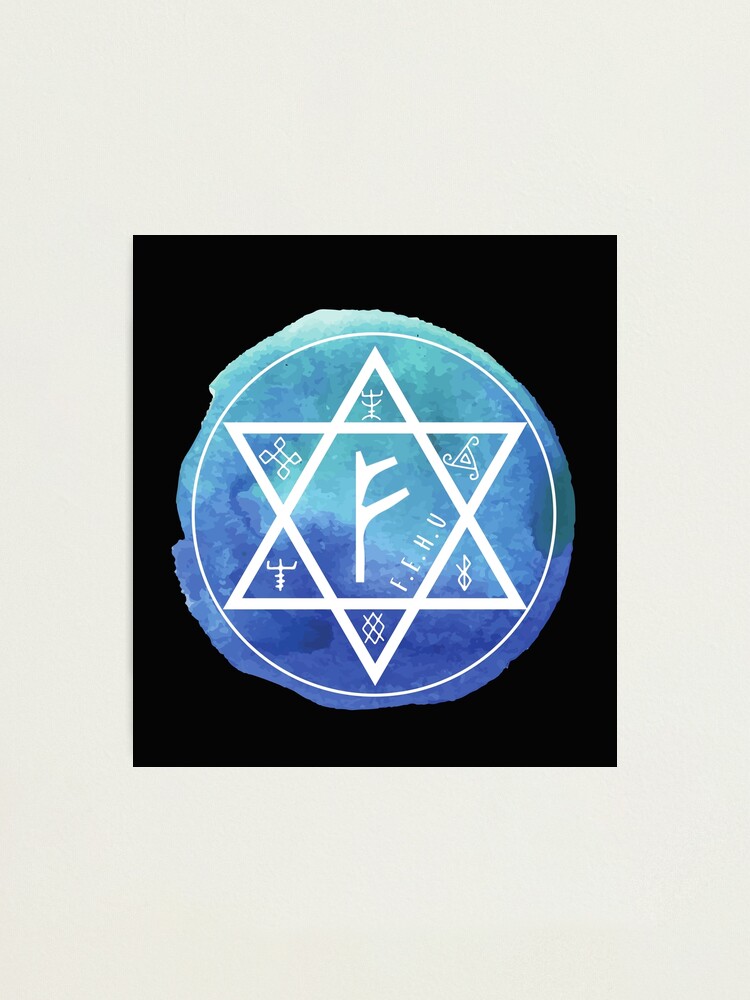 Lámina fotográfica «Runa Fehu moderna, vikinga, símbolo de riqueza y ...