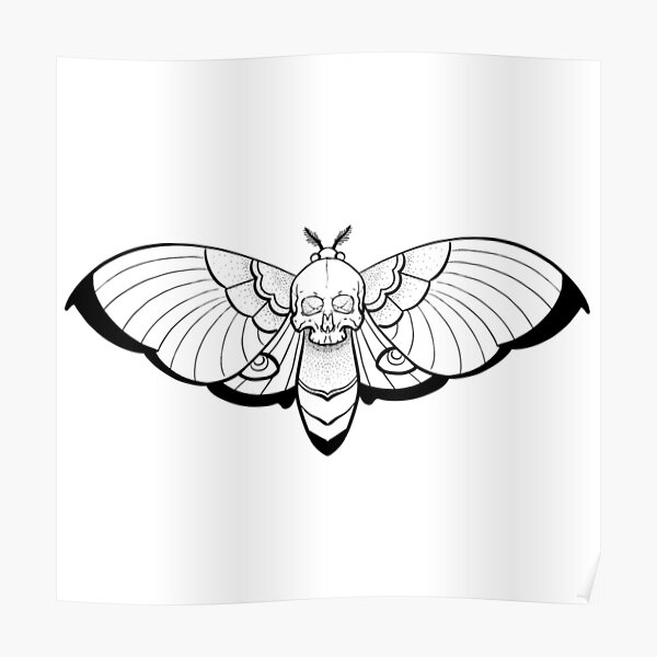 "Death Moth (black and grey)" Poster by DocGriffin | Redbubble