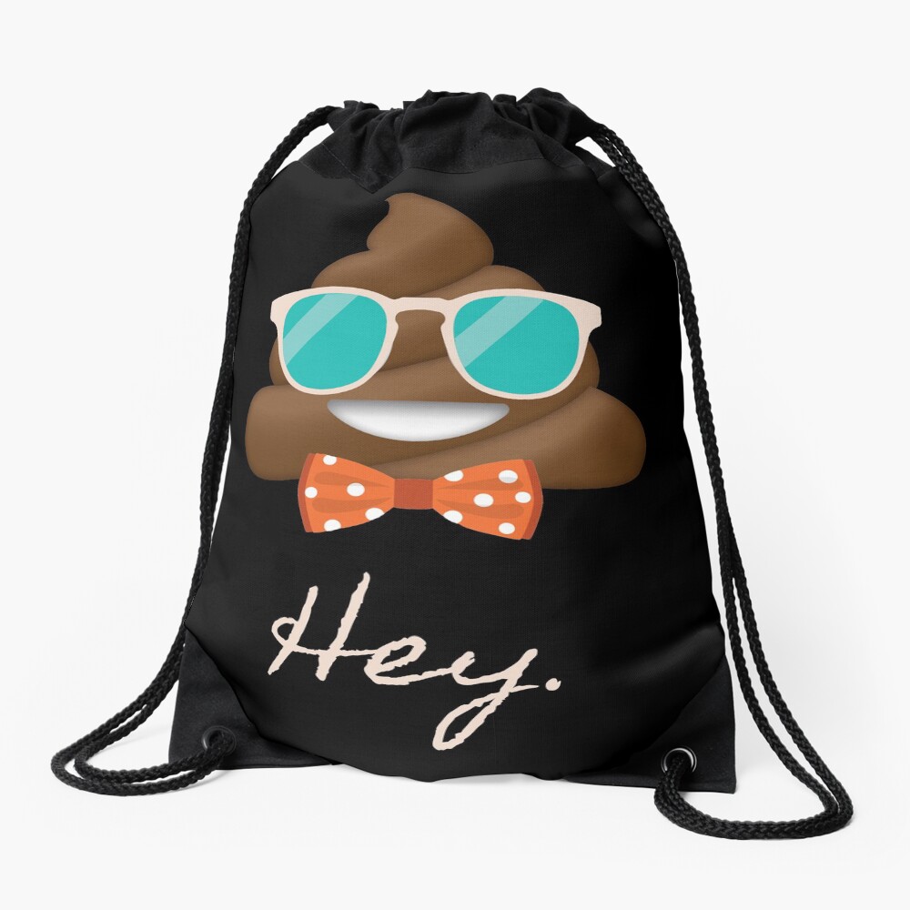 "Funny Poop Emoji Hey Poo Emojis Emoticon Bow Tie " Drawstring Bag for ...