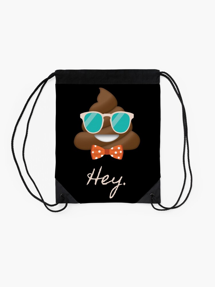 "Funny Poop Emoji Hey Poo Emojis Emoticon Bow Tie " Drawstring Bag for ...