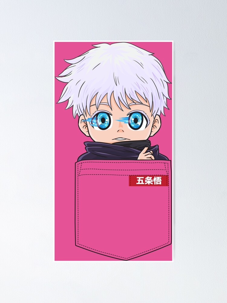 "Satoru Gojo Chibi Pocket" Poster by TeeTowArgh | Redbubble